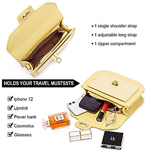 CLUCI Crossbody Bag For Women Designer Fashion Travel Purse Ladies Small Adjustable Leather Shoulder Handbag Yellow