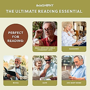 iMagniphy 3X Ultra Bright Page Magnifier for Reading with Anti-Glare LEDs (Evenly Lit Viewing Area) - Magnifying Glass with Light, Comes with 3 Lighting Modes (Warm, Cool, Combo) - Ideal for Seniors