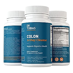 Dr. Tobias Colon 14 Day Cleanse, Supports Healthy Bowel Movements, Colon Cleanse Detox, Advanced Cleansing Formula with Fiber, Herbs & Probiotics, Non-GMO, 28 Capsules (1-2 Daily)