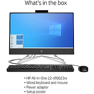 HP 2023 22-inch FHD IPS Touchscreen All-in-One Desktop PC 2-Core AMD Ryzen 3 3250U Processor 8GB DDR4 RAM NVMe M.2 256GB SSD 1TB HDD DVD WiFi AC BT Webcam Speaker Windows 10 Black w/RE USB Drive