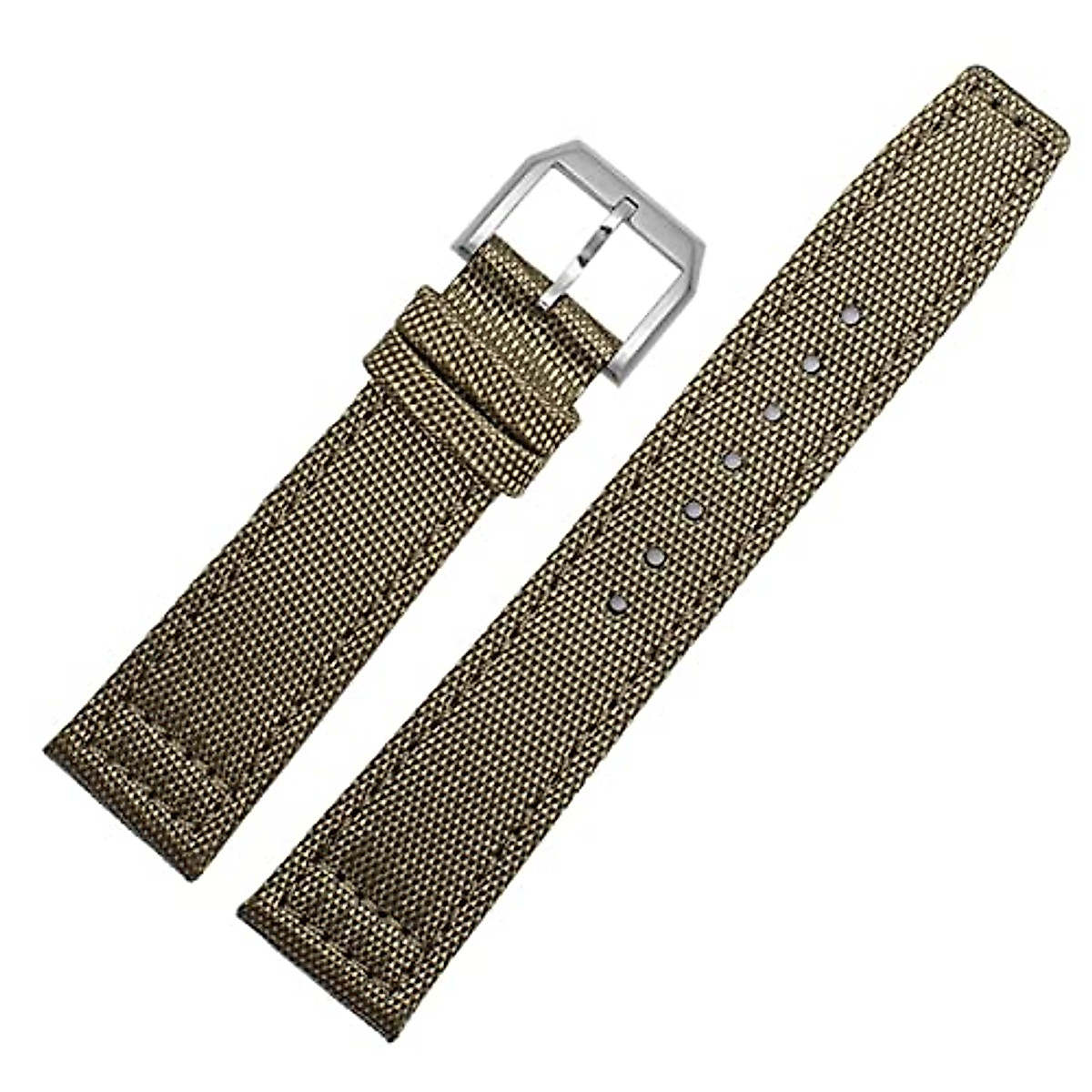 HAODEE for IWC Pilot Spitfire Timezone TopGun Strap Green Black Belts Wristwatch Straps 20mm 21mm 22mm Nylon Canvas Fabric Watch Band (Color : Khaki pin Clasp, Size : 20mm)