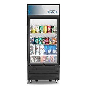 KoolMore KM-MDR-1D-6C 6 Cu. Ft. Commercial One Glass Door Display Upright Beverage Refrigerator Cooler Merchandiser-22.8 in. x 21.4 in. x 52.7 in. [Black]