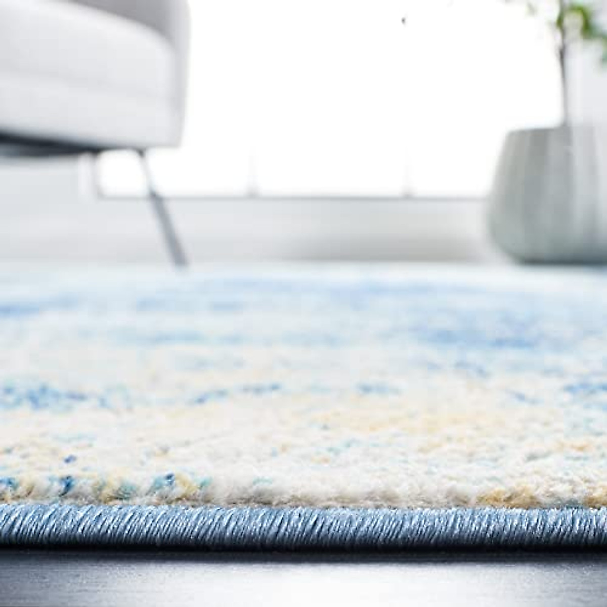 Safavieh Jasper Collection Area Rug - 8' x 10', Navy & Ivory, Modern Abstract Design, Non-Shedding & Easy Care, Ideal for High Traffic Areas in Living Room, Bedroom (JSP140N)