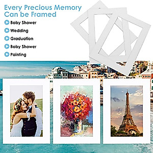 Abeillo 15 Pack White Pre-Cut 5x7 Picture Mat, Acid-Free, Frame Mattes for 4x6 Pictures Display Photo Frame Mat with Core Bevel Cut Mat Board Show Kit for Photos, Prints, Artworks