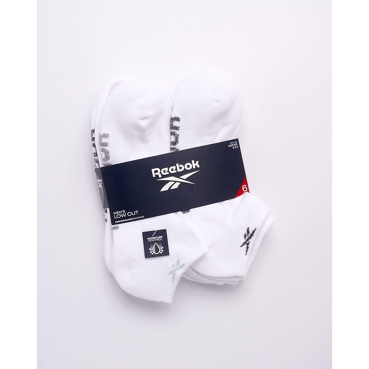 Reebok Men’s Low Cut Socks – 6 Pack Basic Cushion Low Cut No Show Socks for Men - Men's Athletic Socks (Size: 6-12.5), Size 6-12.5, Classic White