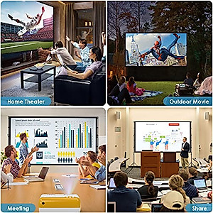 Projector Screen and Stand, LEORFI Outdoor Indoor 120 Inch Projector Screen with Stand, Portable Movie Projection Screen Pull Down 16:9 4K Full HD Support Height Adjustable for Home Theater Camping