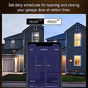 Newgoal Smart Garage Door Controller WiFi Switch Compatible Garage Door Opener Smart Phone Remote Control Timing Function Voice Control (Ewelink APP)