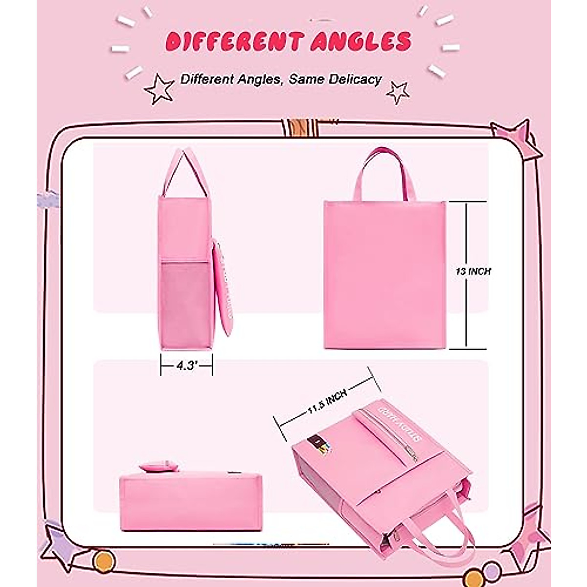 MINIQ Tote Bags for Teen Boys and Girls, Kids Tote Bag School Supply Organizer,Craft Tote Bag for Artist Courese & DIY