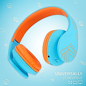 PowerLocus Kids Headphones Over-Ear, Bluetooth Wireless Headphones for Kids,with Microphone, Safe 85DB Volume Limited, Foldable with Carry Case, Audio Cable, Micro SD mode for Online Classes,PC,Phones