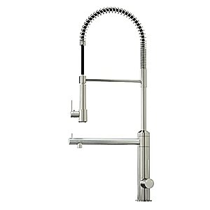 CWM Commercial Pull Down Kitchen Faucet with Sprayer-Modern High Arch Stainless Steel Kitchen Sink Faucets with Pre-Rinse Sprayer for Kitchen Sinks,Brushed Nickel,26.61inch