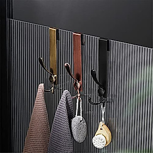 Flybath Shower Glass Door Hooks 2 Pack 304 Stainless Steel Antique Extended Robe Towel Hook Rack Over Glass Door Hooks Frameless Drilling-Free Hanger for Bathroom, Brushed Bronze