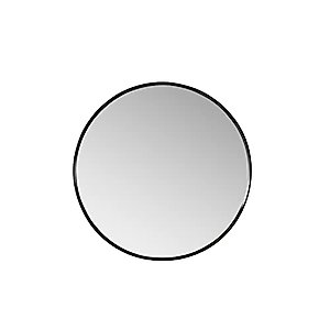 VINNOVA Cascante 28 in. W x 28 in. H Round Metal Wall Mirror in Brushed Black