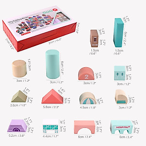 Xylolin Wooden Building Blocks Set, 115 Pieces City Construction Stacking Blocks Toys, Preschool Learning Educational Toys Boys Girls Age 3 4 5 6 Years Old