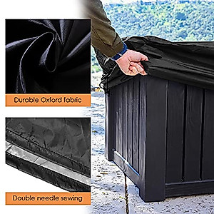 COOSOO Deck Box Cover Waterproof Heavy Duty Patio Ottoman Cover All Weather Protection Outdoor Large Deck Cover Rectangular for Keter Suncast Lifetime