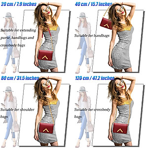 Yuronam 4 Different Sizes Flat Purse Chain Iron Bag Link Chains Shoulder Straps Chains with Metal Buckles Hook for Replacement, DIY Handbags Crafts, 47.2/31.5/15.7/7.9 Inches(Gold)