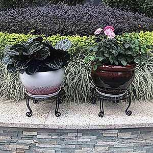 Uuuda 2 Pack Plant Stand 6IN Tall Indoor Outdoor for Flower Pot Metal Garden Container Round Supports Rack,11.8 Inches Black