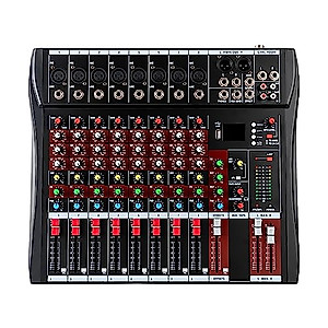 8-Channel Audio Mixer 110V Professional Live Studio DJ USB Bluetooth Stage Mixing Console 18W
