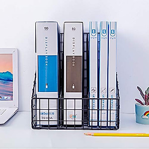 JIARI Desktop Office Bookends Document Files Holder Magazine File Holder Foldable 3-Slot Metal Organizer Holder Book Organizer (Black)