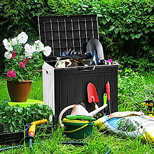 YITAHOME 30 Gallon Deck Box, Outdoor Storage Box for Patio Furniture, Pool Accessories, Cushions, Garden Tools and Outdoor, Waterproof Resin with Lockable Lid and Side Handles (Black)