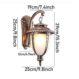 TONPOP European Retro Outdoor Sconce Wall Lamp Bronzed Aluminum Bracket White Glass Lampshade Waterproof Wall Lights LED Base Wall Lighting for Garden Courtyard Villa Square