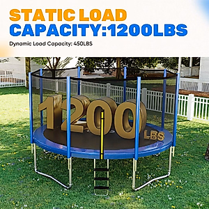 ORCC 1200LBS Weight Capacity 16 15 14 12 10ft Trampoline for Kids and Adults Outdoor Trampolines with Safety Enclosure Net Wind Stakes Non-Slip Ladder