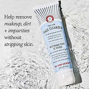 First Aid Beauty Pure Skin Face Cleanser Bundle – Sensitive Skin Gentle Cleanser – Classic 5 oz Tube + Bonus 1 oz Travel Size