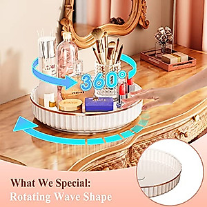 Makeup Organizer, 360 Degree Rotating Cosmetic Display Cases, Lazy Susan Organizer Round Storage (White - 10 inch)