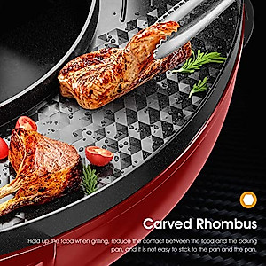 ANKYNE Hot Pot with Grill, Electric Hot Pot with Dual Temperature Control, Hotpot Pot Electric Grill Shabu Shabu Pot Korean bbq Grill Smokeless for Simmer, Boil, Fry, Roast, Red