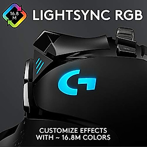 Logitech G502 HERO High Performance Wired Gaming Mouse, HERO 25K Sensor, 25,600 DPI, RGB, Adjustable Weights, 11 Programmable Buttons, On-Board Memory, PC / Mac, Black