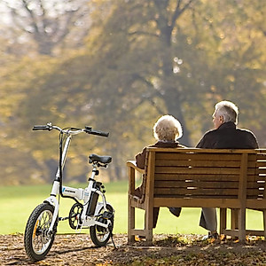 ANCHEER 16 inch Folding Electric Bike for Adults - Single Speed up to 15.5 Mph eBike with Removable Battery Mileage 30 Miles, Dual Disc Braking, 3 Riding Modes (Black)