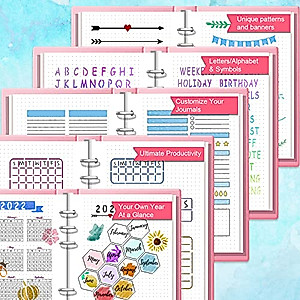 16Pcs Journal Stencils Set - Time Saving Bullet Journaling Supplies/Accessories Kit -Ultimate Productivity Planner Stencil for Bullet Journal Stencils A5 Dotted Journals
