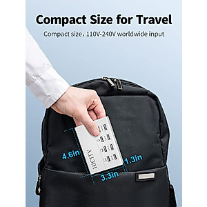 USB Charging Station, 8-Port USB Charger Hub 50W/10A Multi Port Charger for Phone iPad Tablet Multiple Devices (5ft Detachable Cord, White)