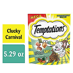 TEMPTATIONS ShakeUps Crunchy and Soft Cat Treats, Clucky Carnival Flavor, 5.29 oz. Pouch
