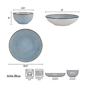 Pfaltzgraff Arlie Blue 12 Piece Dinnerware Set, Service for 4, Blue