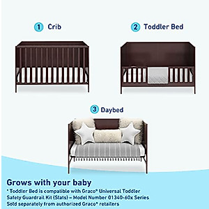 Graco Theo Convertible Crib (Espresso) – Converts from Baby Crib to Toddler Bed and Daybed, Fits Standard Full-Size Crib Mattress, Adjustable Mattress Support Base