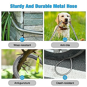 GREENER Stainless Steel Garden Hose 50ft-Heavy Duty Metal Water Hose Rust-proof Flexible Hose with 10 Functional Nozzle, Anti-puncture Kink-resistant Tangle Free Pet-proof Hose for Outdoor Yard Lawn