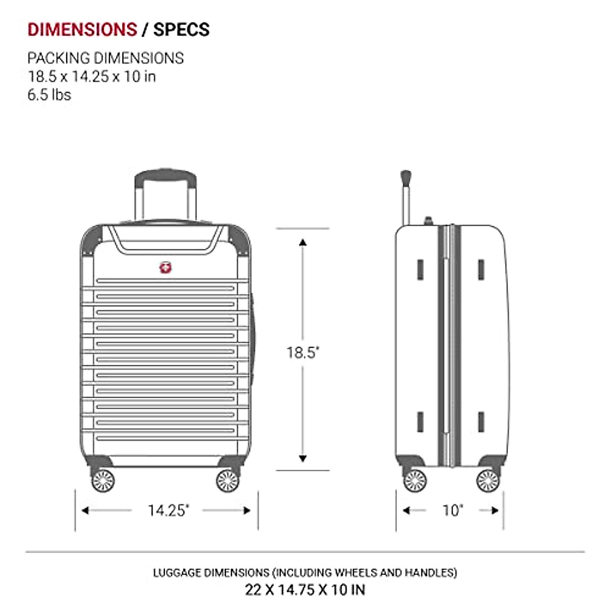 SwissGear 7782 Hardside Expandable Luggage with Spinner Wheels, Silver, Carry-On 20-Inch