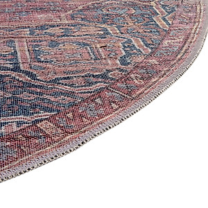 Rugs.com Maahru Collection Washable Rug – 2' x 3' Oval Rust Red Low-Pile Rug Perfect for Living Rooms, Large Dining Rooms, Open Floorplans
