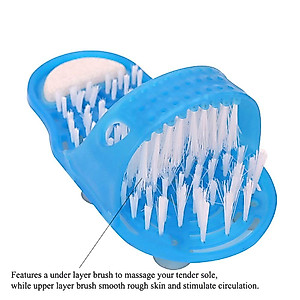 Messar Bathroom Shower No Bending Feet Brush Foot Cleaning Bristle Slipper Washer Bath Scrubber Massager Stick on Floor