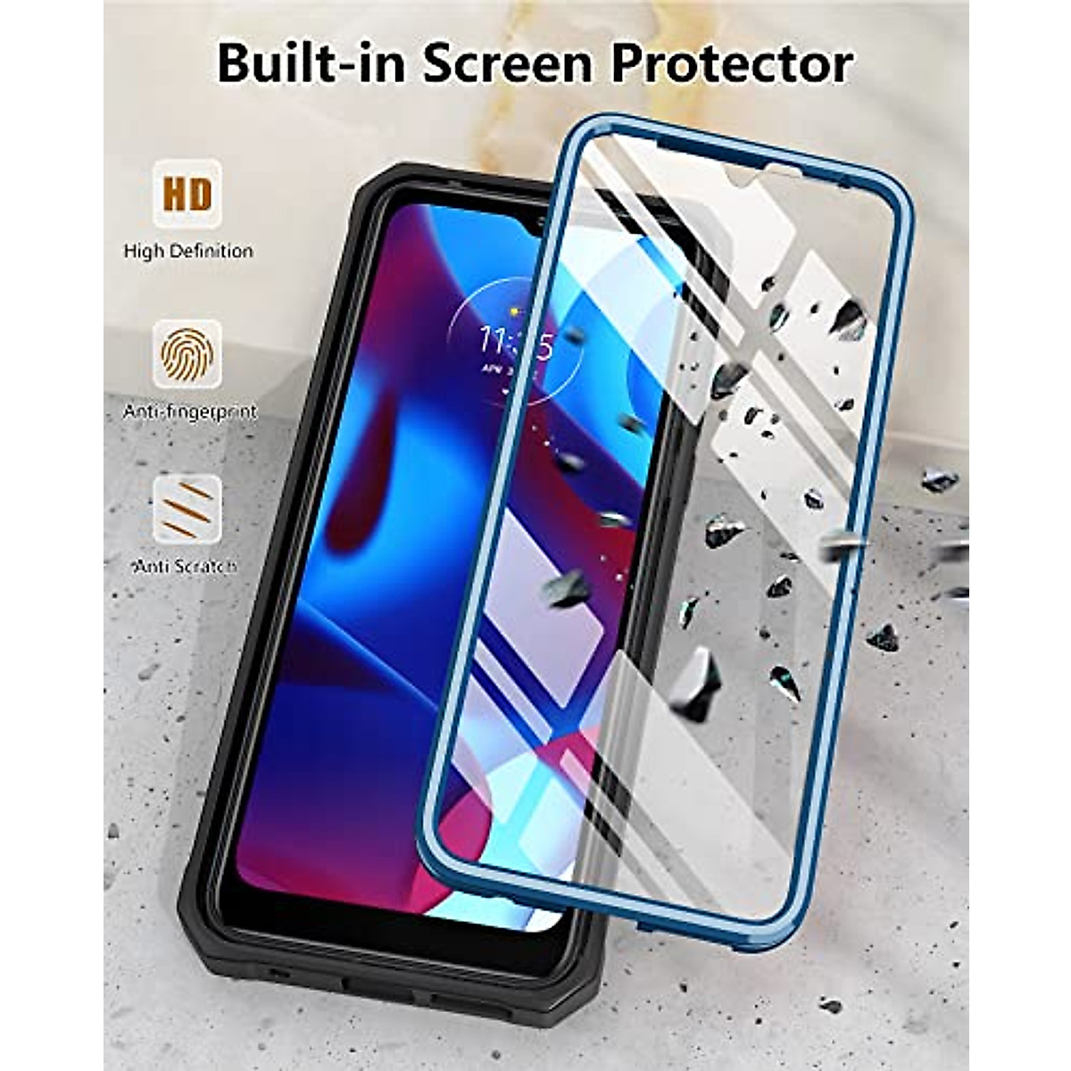 for Motorola Moto-G Pure Phone Case: Moto G-Power 2022 Case Heavy Duty Military Grade Hard Protection Shock Proof Grip | Durable Dual-Layer Armor Design Protective Case Moto G Play 2023(Blue)