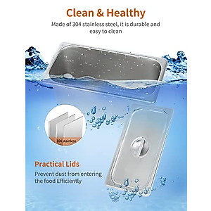 3- Pan Commercial Bain Marie Buffet Food Warmer Large Capacity 21 Quart Electric Steam Table 6'' Deep Stainless Steel Countertop Food Warmer for Parties, Catering and Restaurants