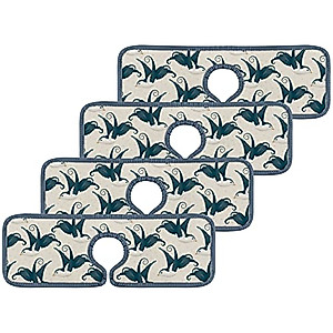 Kitchen Faucet Absorbent Mat 4 Pieces Birds Cute Pattern Faucet Sink Splash Guard Bathroom Counter and RV,Faucet Counter Sink Water Stains Preventer