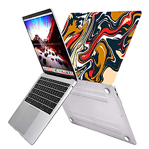 Miwasion Compatible with MacBook Air 13 inch Case,2020 2019 2018 Release(A2337 M1 A2179 A1932) with Touch ID and 2 Pack Keyboard Protectors,Laptop Hard Shell (Brown Wave Wavy)