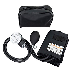 LINE2design Infant Deluxe Aneroid Sphygmomanometer - Manual BP Cuff Portable Accurate Medical Supplies Trauma Kits - Emergency Blood Pressure Monitor Cuff with Black Carrying Case