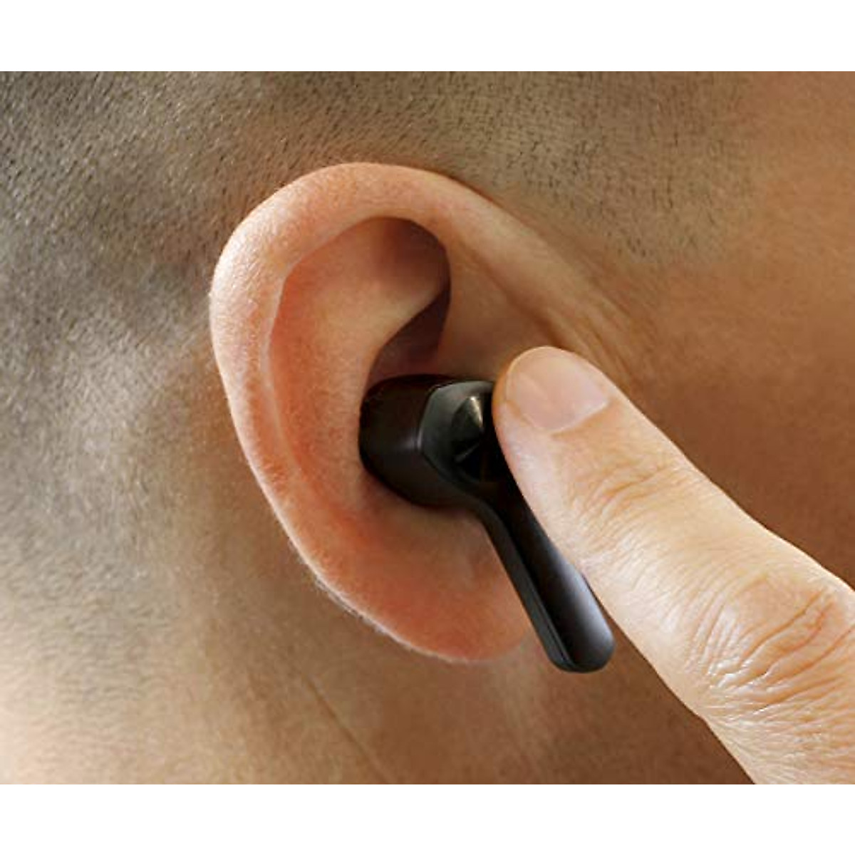 Aluratek Bluetooth 5 True Wireless Earbuds with Built-in Microphone and Rechargeable Case for Smartphone, iPhone (ABHTWS01F), Black