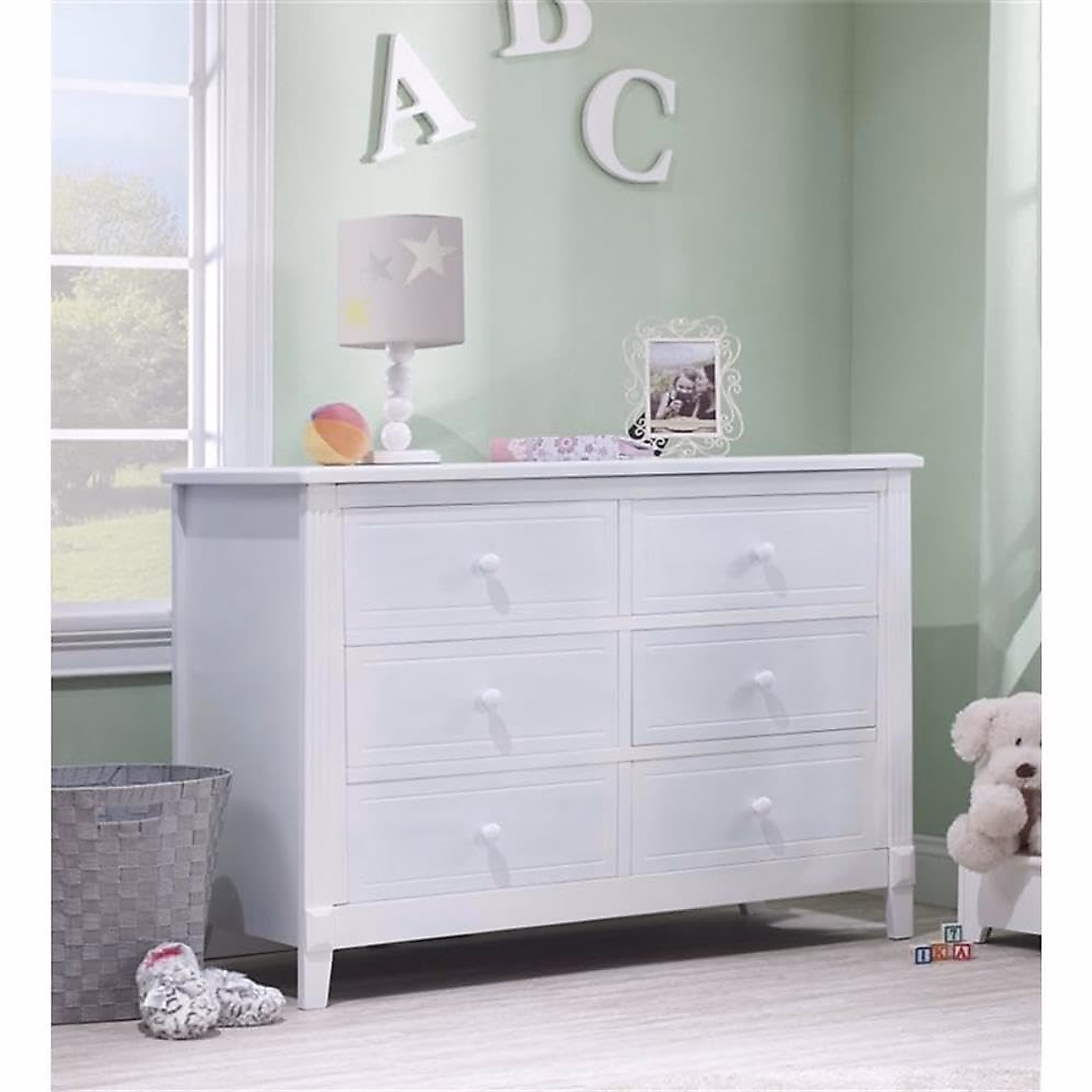 Sorelle Furniture Berkley Baby Dresser – Dresser for Nursery, Kids Bedroom Furniture, Dresser Drawers, Nightstand for Child’s Room with Drawers, Nursery Furniture for Infant-White