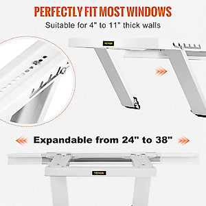 VEVOR Air Conditioner Support Bracket, No Drilling Easy Installation, Heavy Duty Steel Construction Max. 220 lbs Load Capacity, Fits Single or Double Hung Windows, Home and RV, White