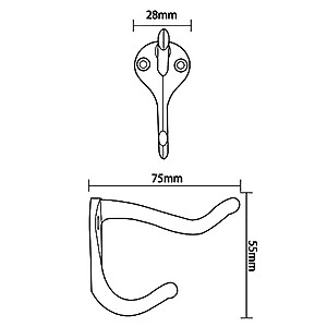 HASWARE 6 PCS Double Prong Robe Hook, Dual Coat Hooks Wall Mounted Hooks Robe Hooks Hangers Heavy Duty with 12 Pieces Screws for Home Coats Hat Clothes Hanger Towel Keys (Chrome)
