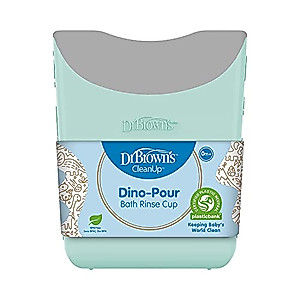 Dr. Brown's CleanUp Dino-Pour Bath Rinse Cup, 0m+ with Sit & Splash Non-Slip Bath Stickers, 15 Count, Dino Design, and Pour & Roar Watering Can, 6m+, BPA Free, Certified Plastic Neutral