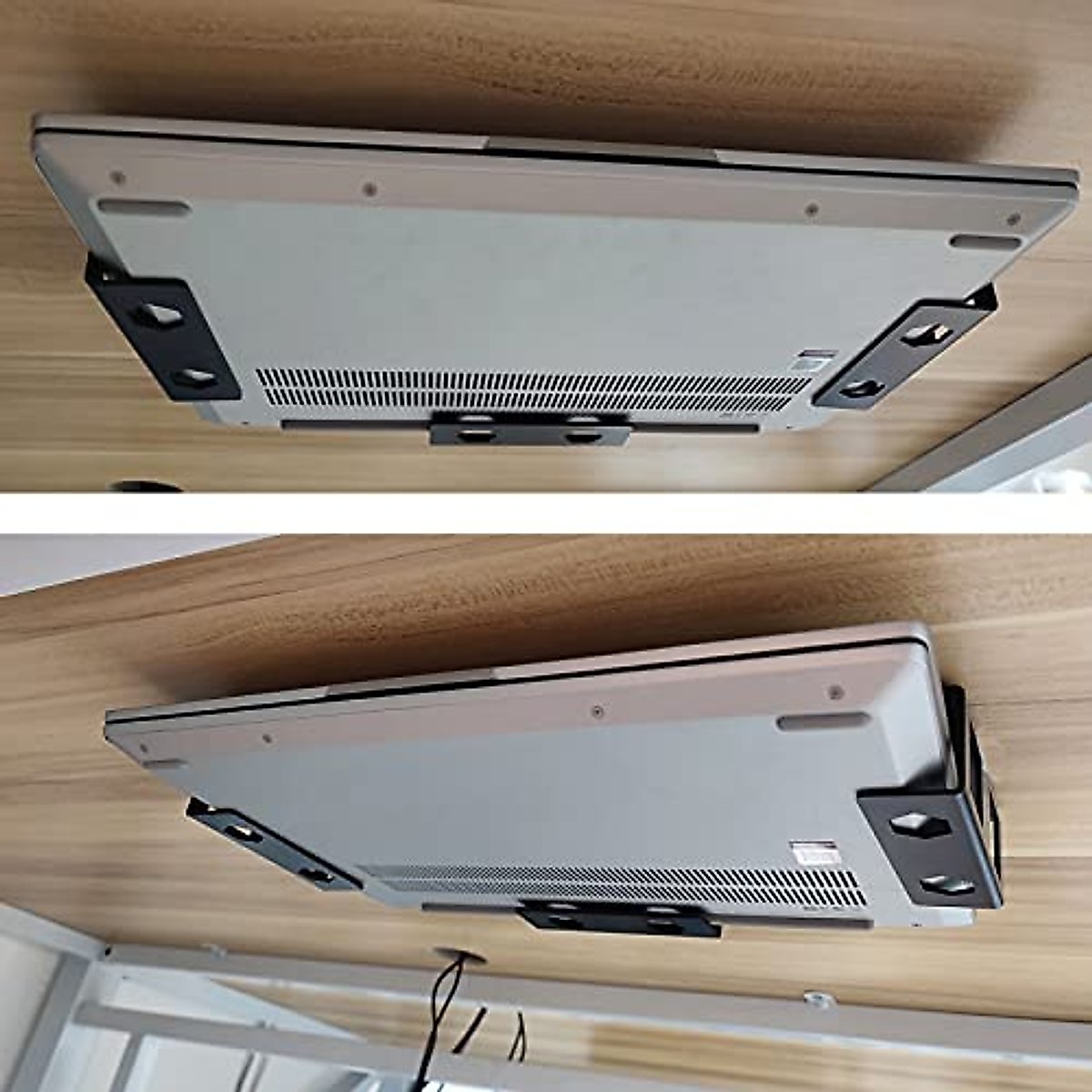 PIAOLGYI Black Under Desk Laptop Holder Mount with Screw,Under Desk Laptop Mount Bracket,Add On Under Table Laptop/Keyboard Storage（3 Pcs）